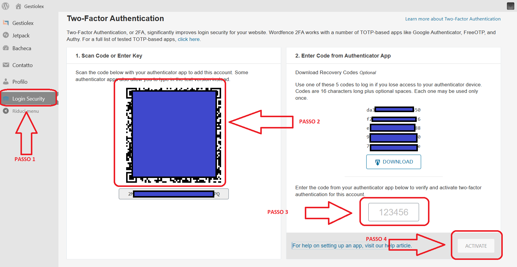 Gestiolex - Autenticazione a due fattori